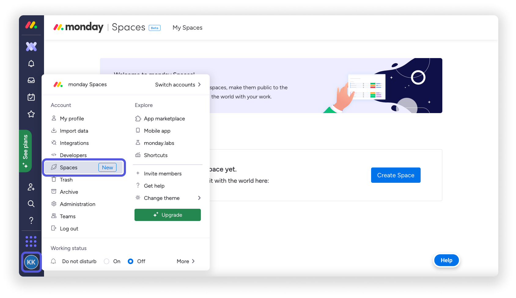 monday Spaces – Support