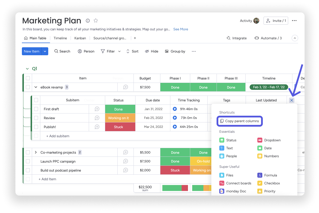 All about subitems – Support