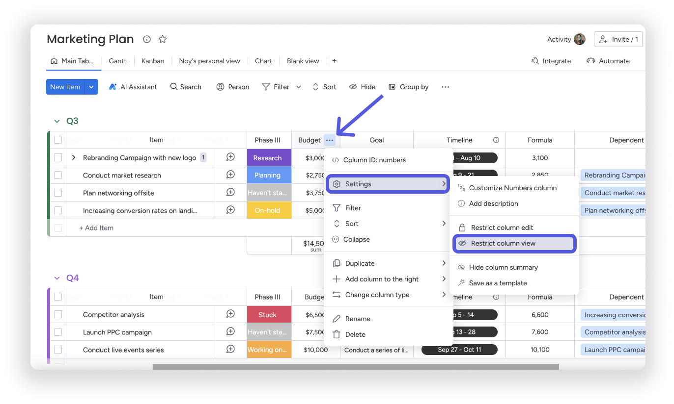 Column permissions – Support