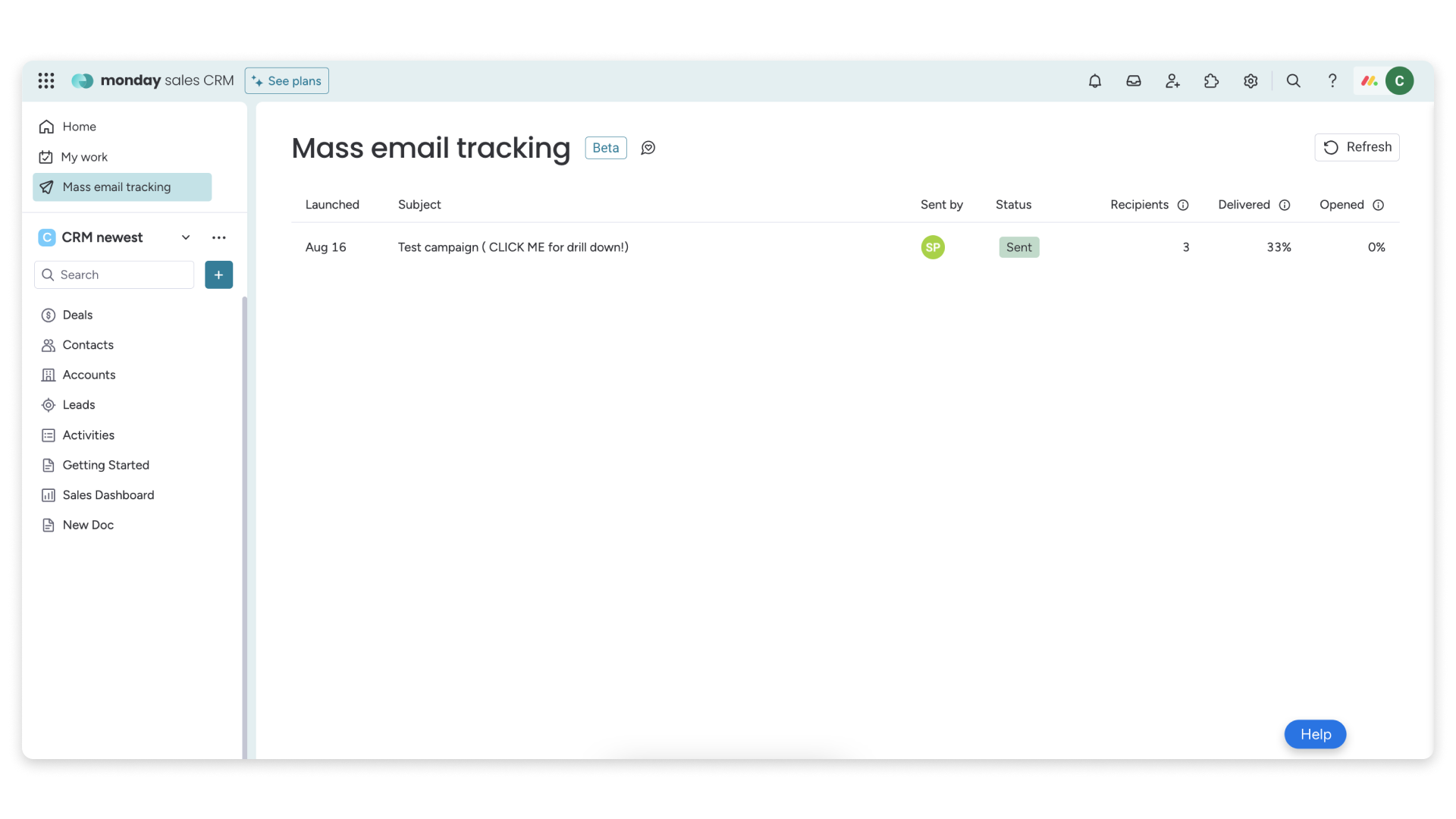 Mass email tracking – Support