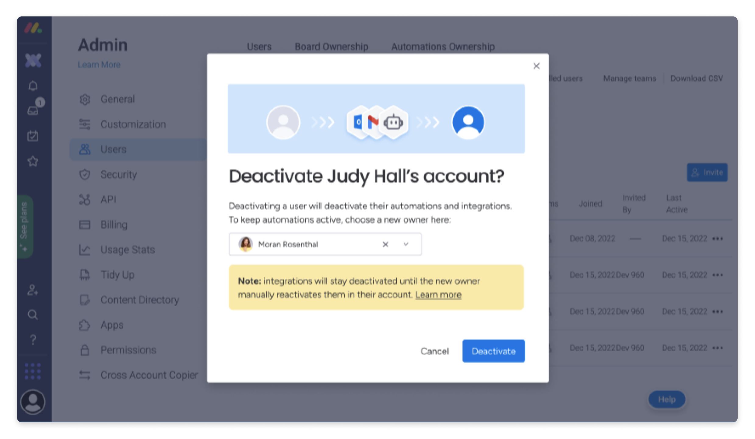 What to do when a member leaves your account – Support