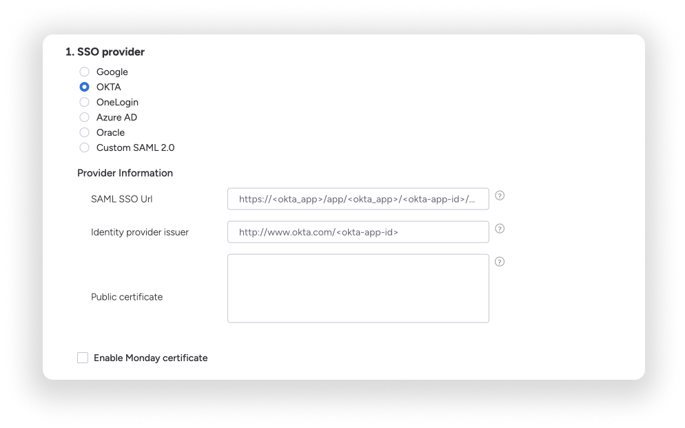 SAML Single Sign-on – Support