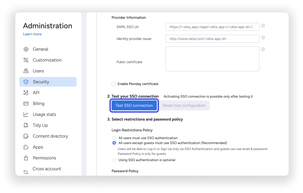SAML Single Sign-on – Support