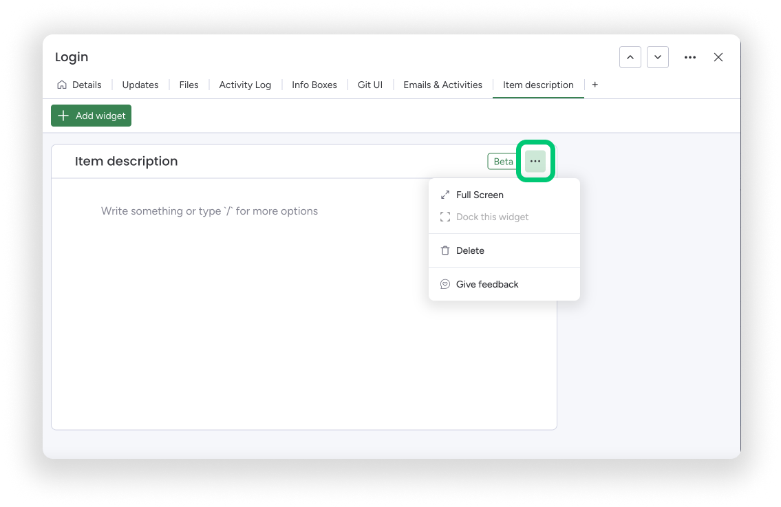 The Item Description – Support