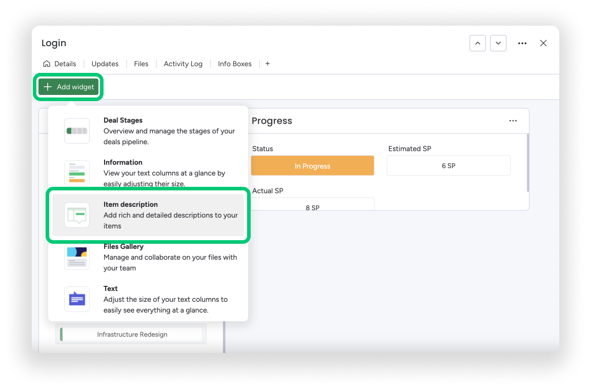 The Item Description – Support
