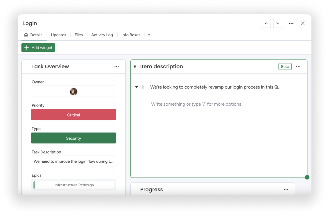 The Item Description – Support