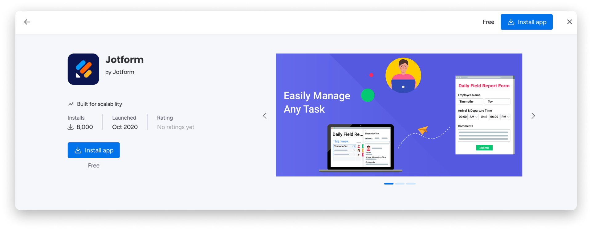 The JotForm app – Support