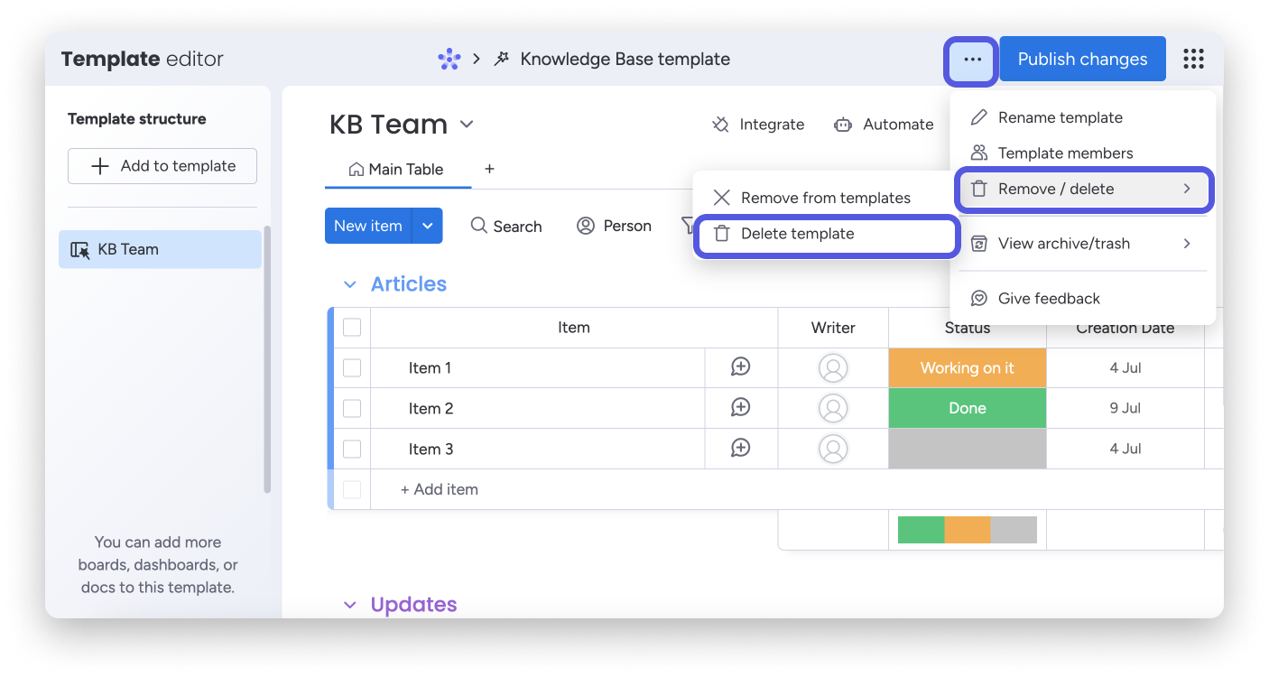 The Template Editor – Support
