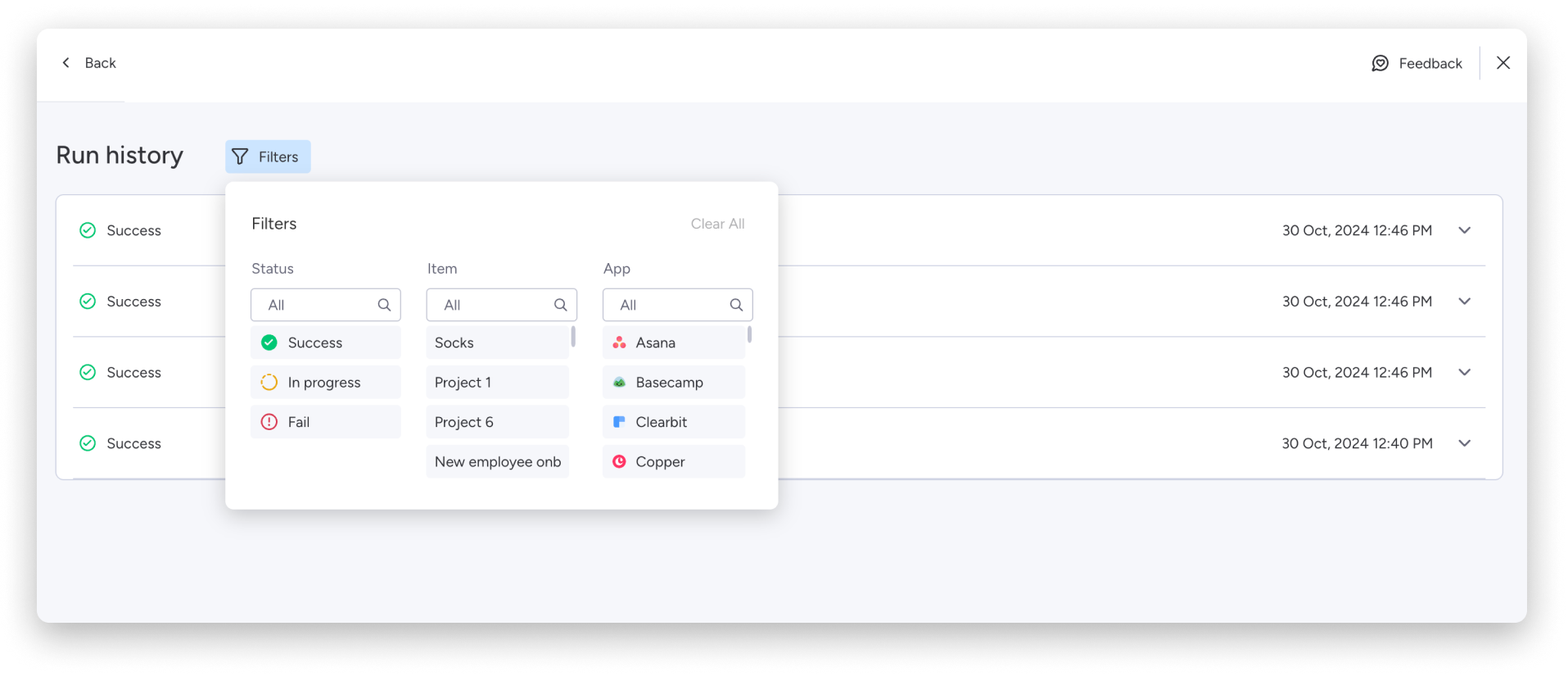 Automation Run history – Support