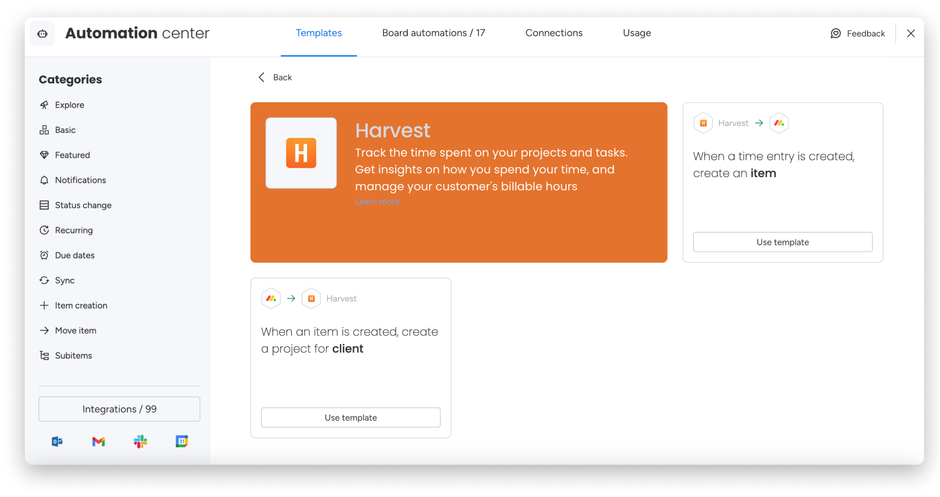 Harvest Integration – Support