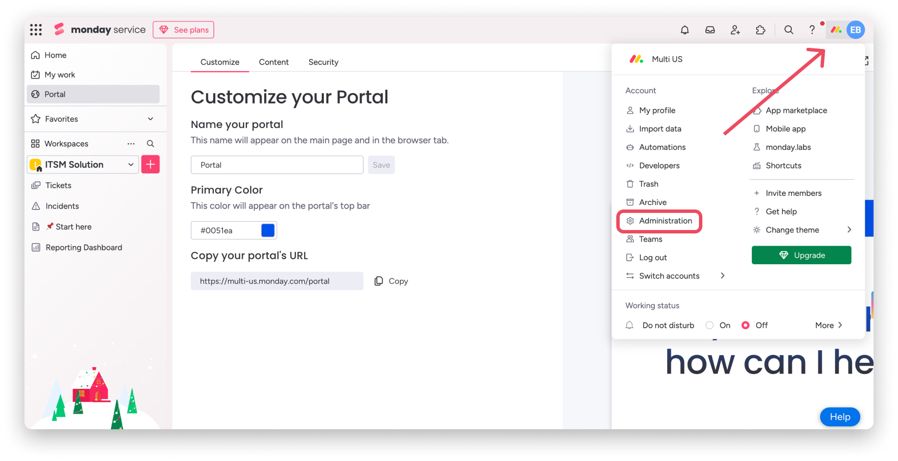 monday service Customer Portal – Support