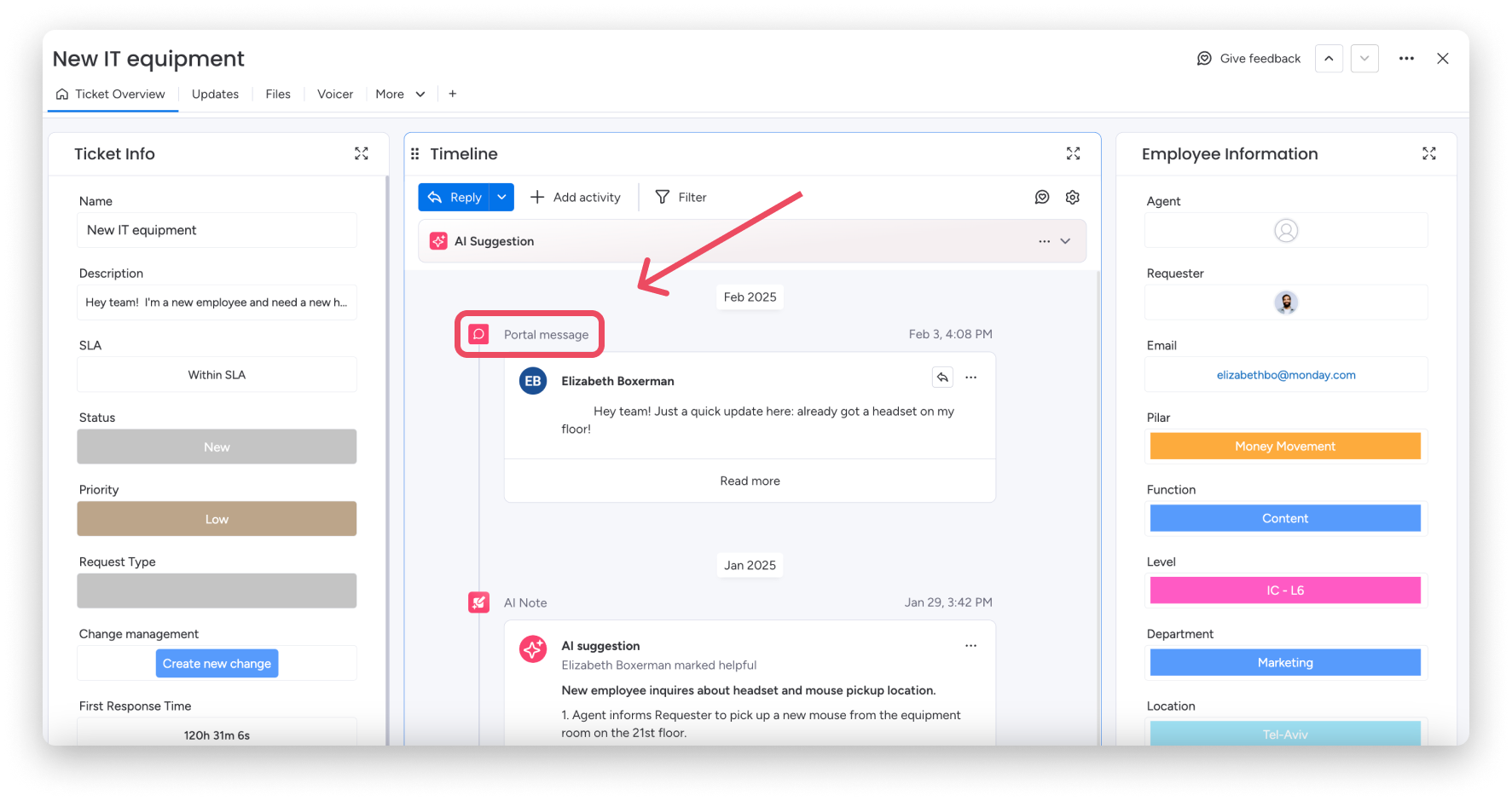 "My tickets" on monday service – Support