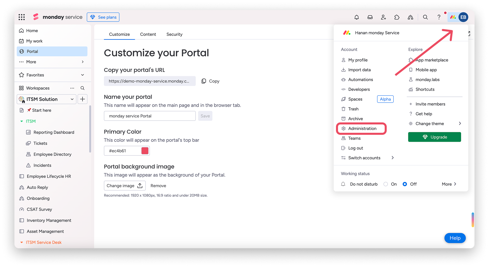 monday service Customer Portal – Support