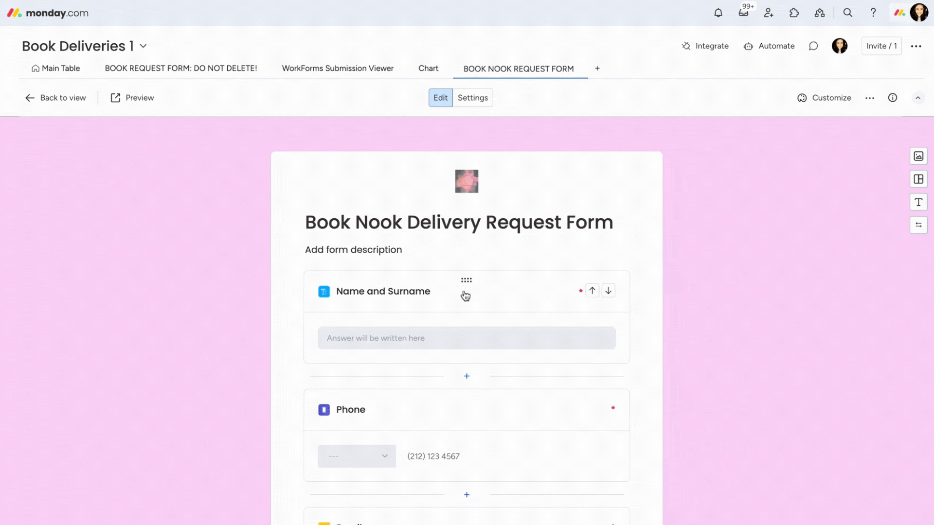 Criar seu WorkForm – Support