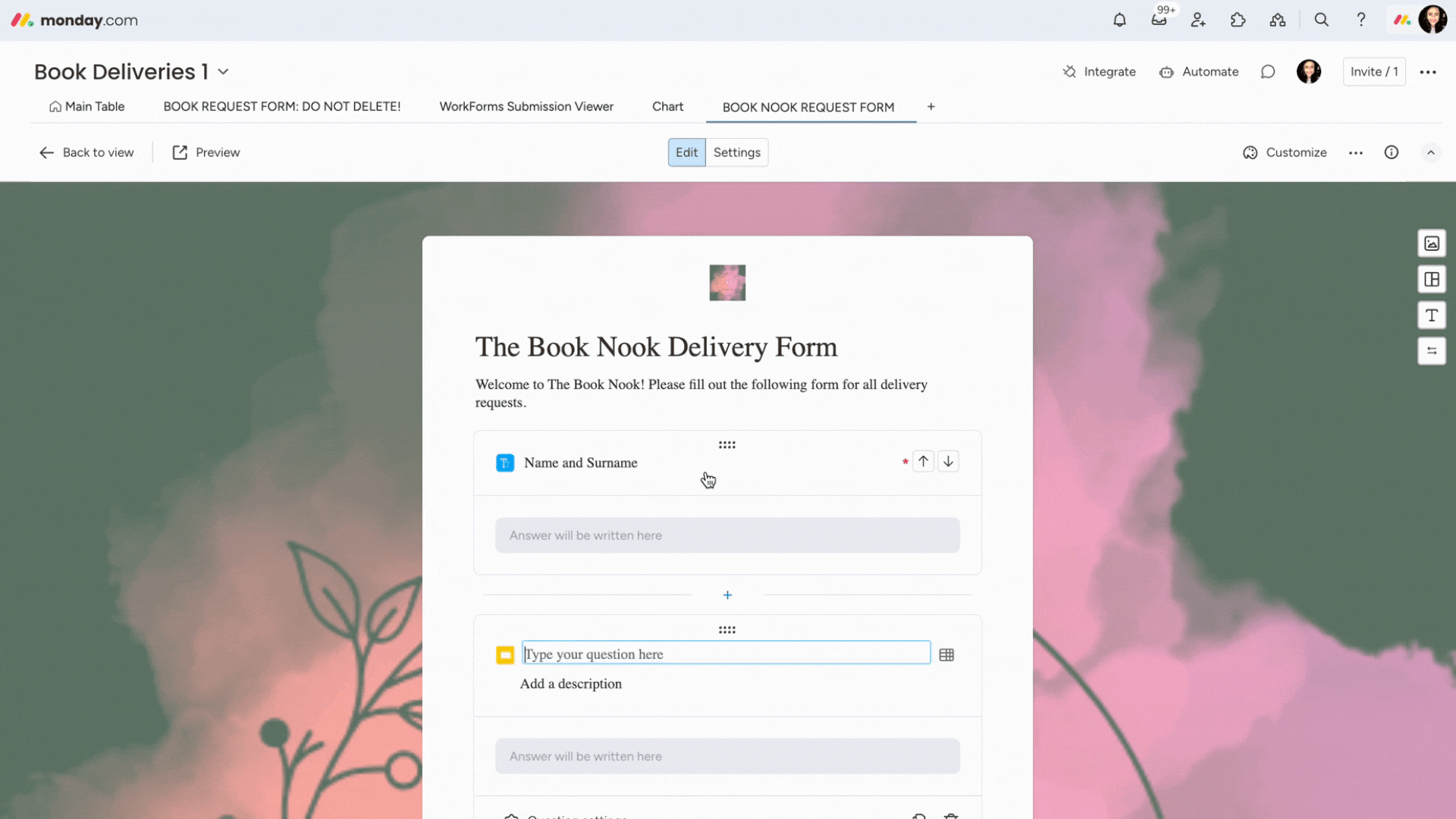 Criar seu WorkForm – Support