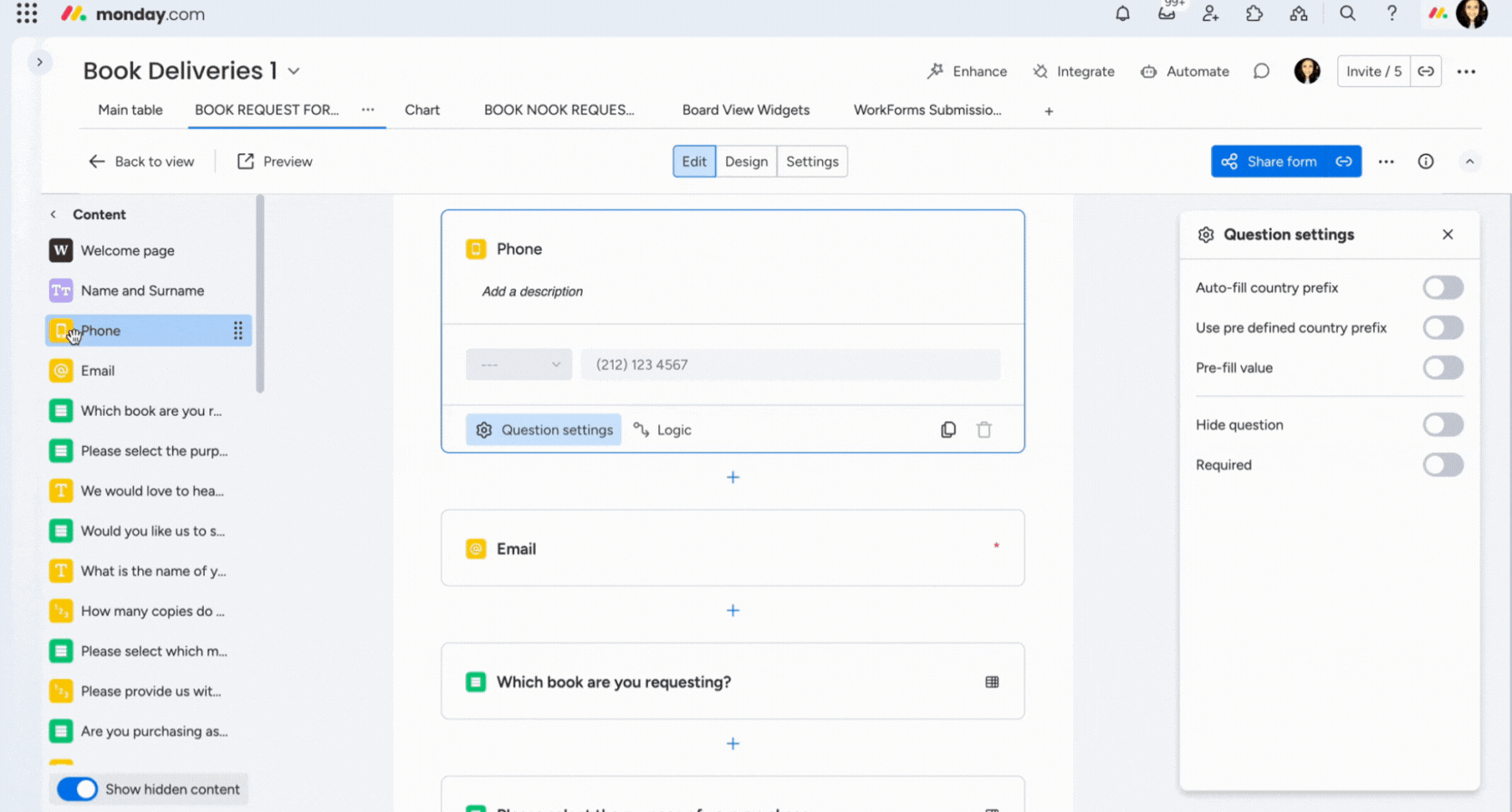 WorkForms question types – Support