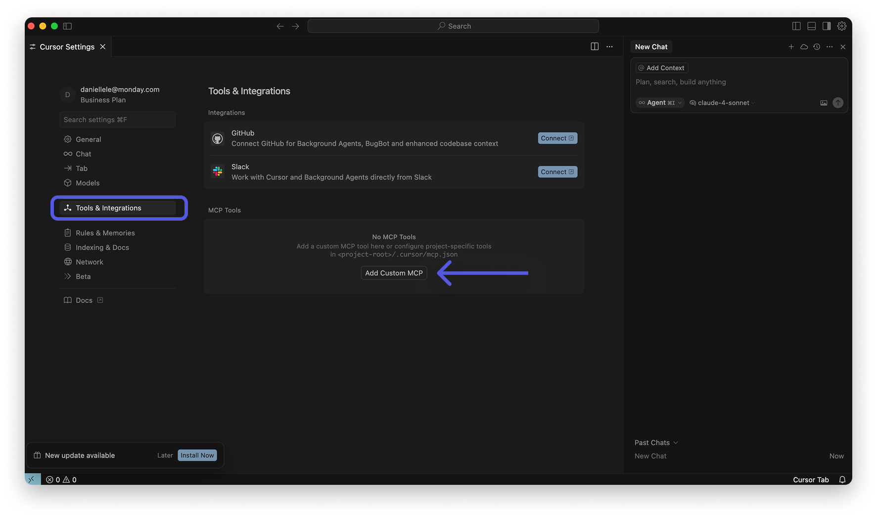 Connect monday MCP with Cursor – Support