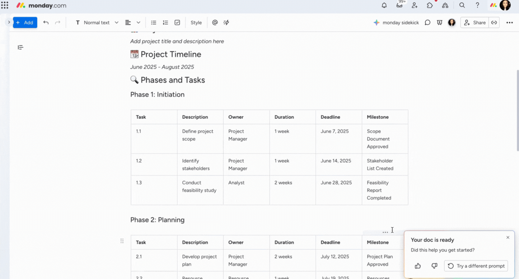 Using AI in workdocs – Support