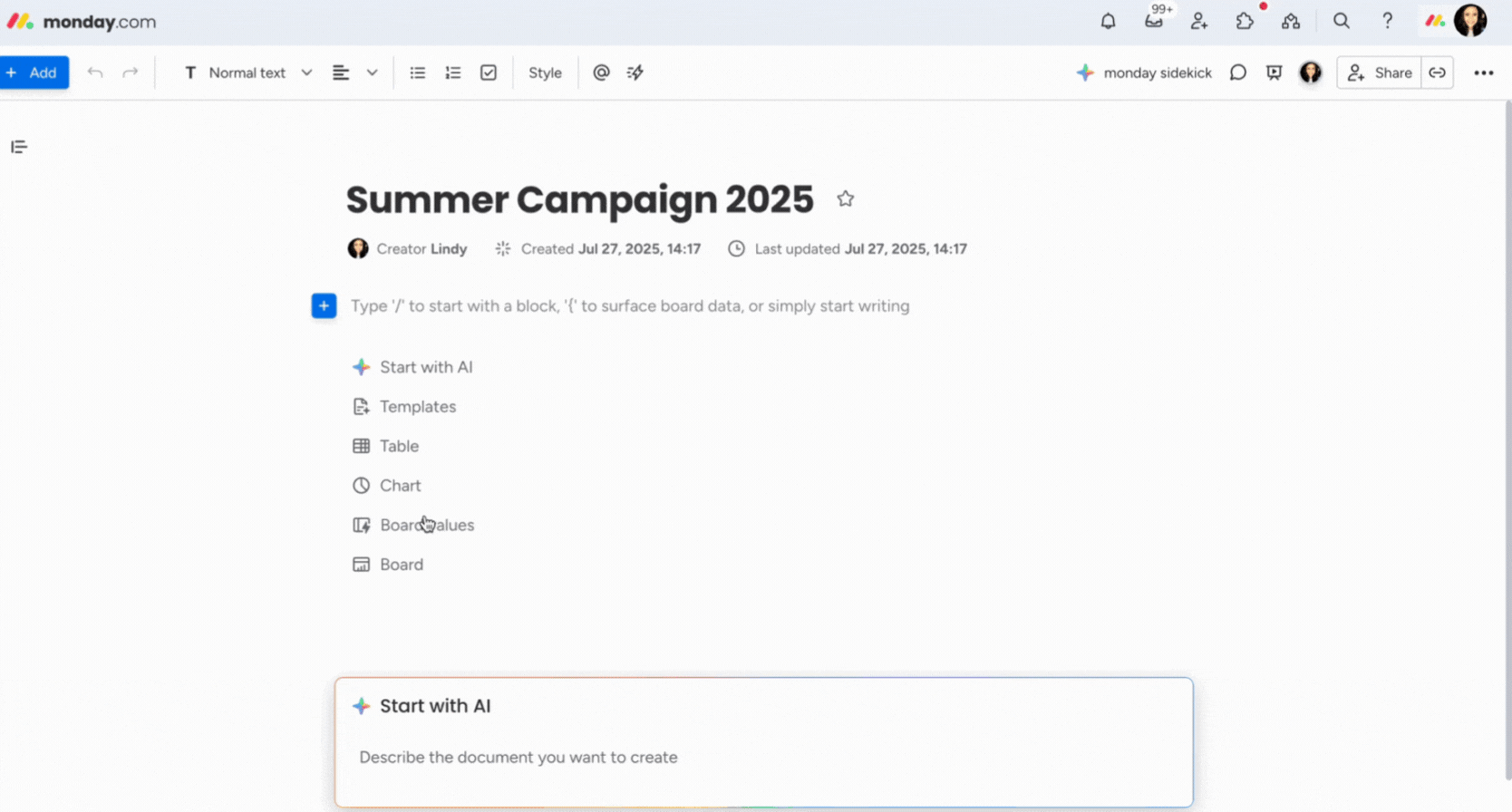 Using AI in workdocs – Support