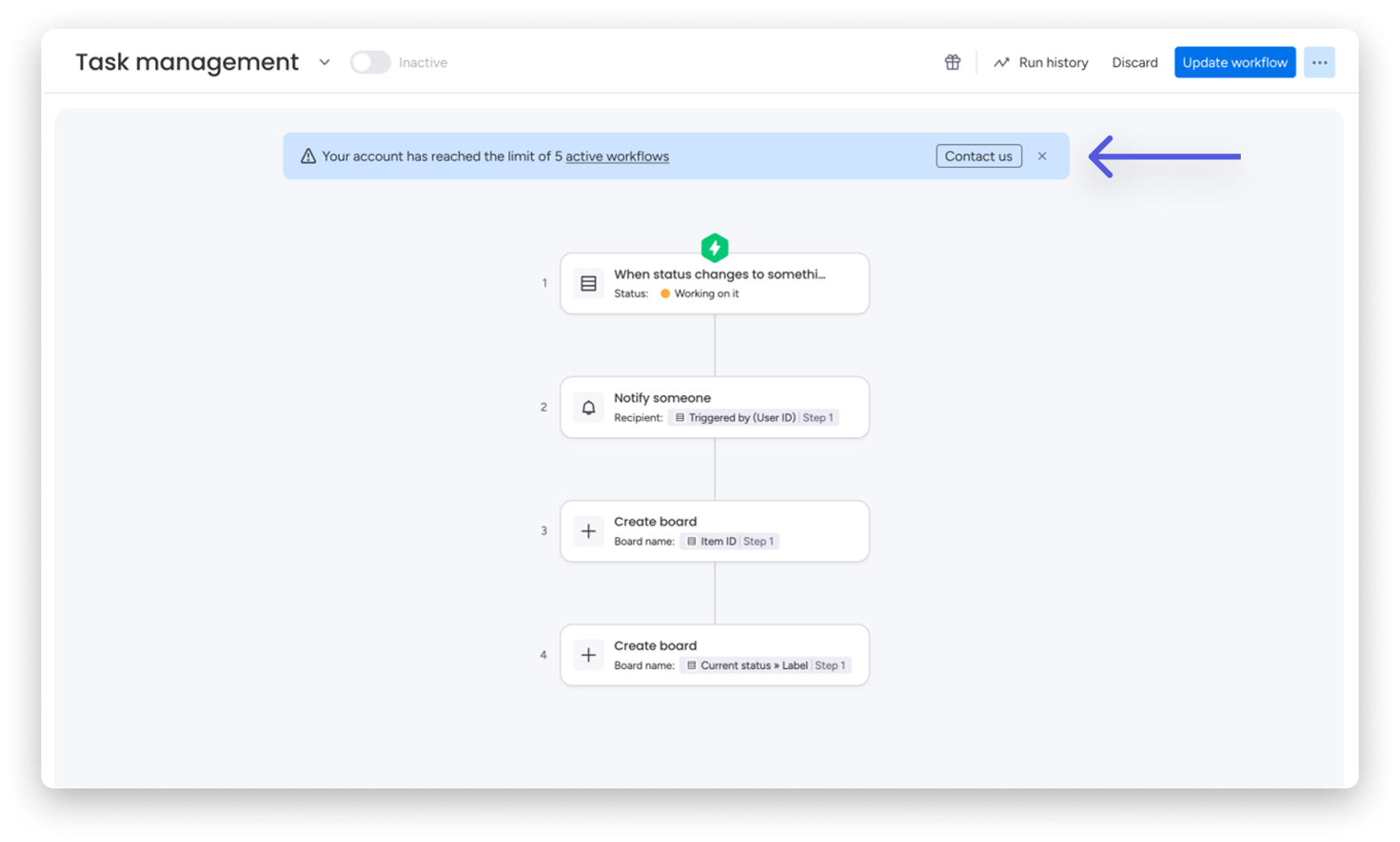 monday workflows: active workflows and actions – Support