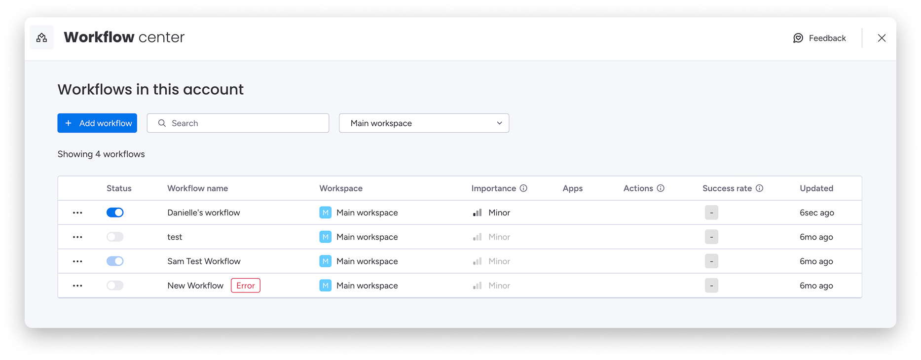 monday workflows: active workflows and actions – Support