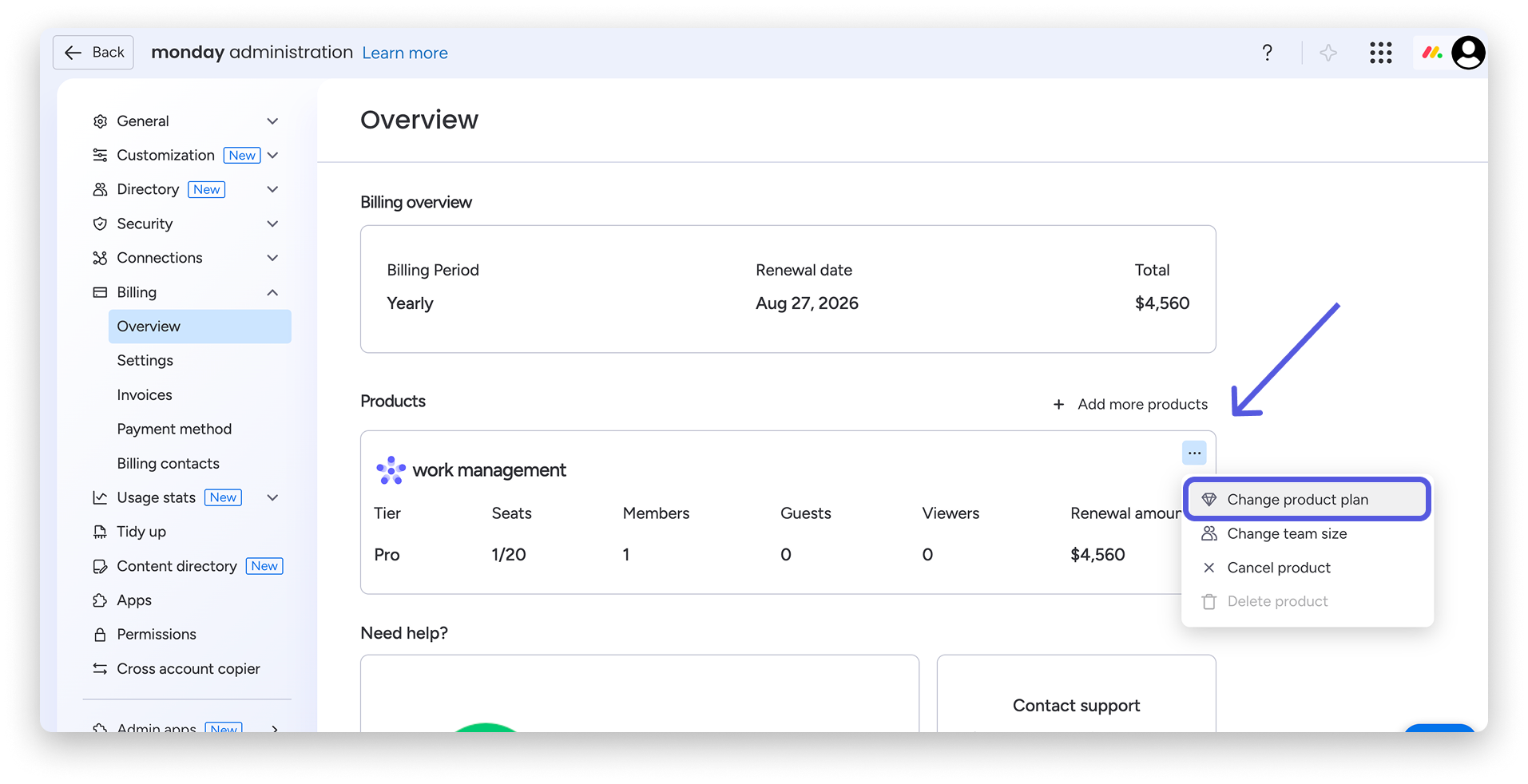 Downgrading your plan – Support
