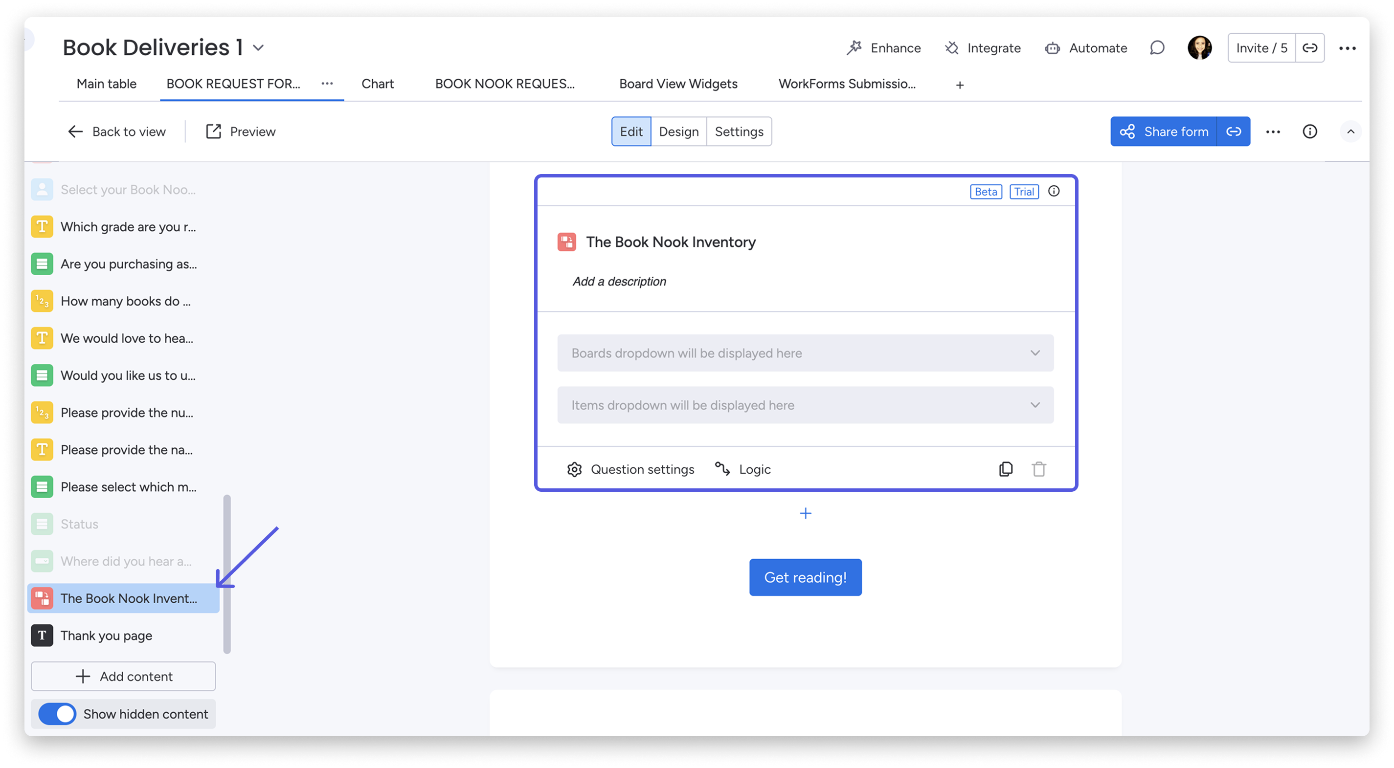WorkForms question types – Support