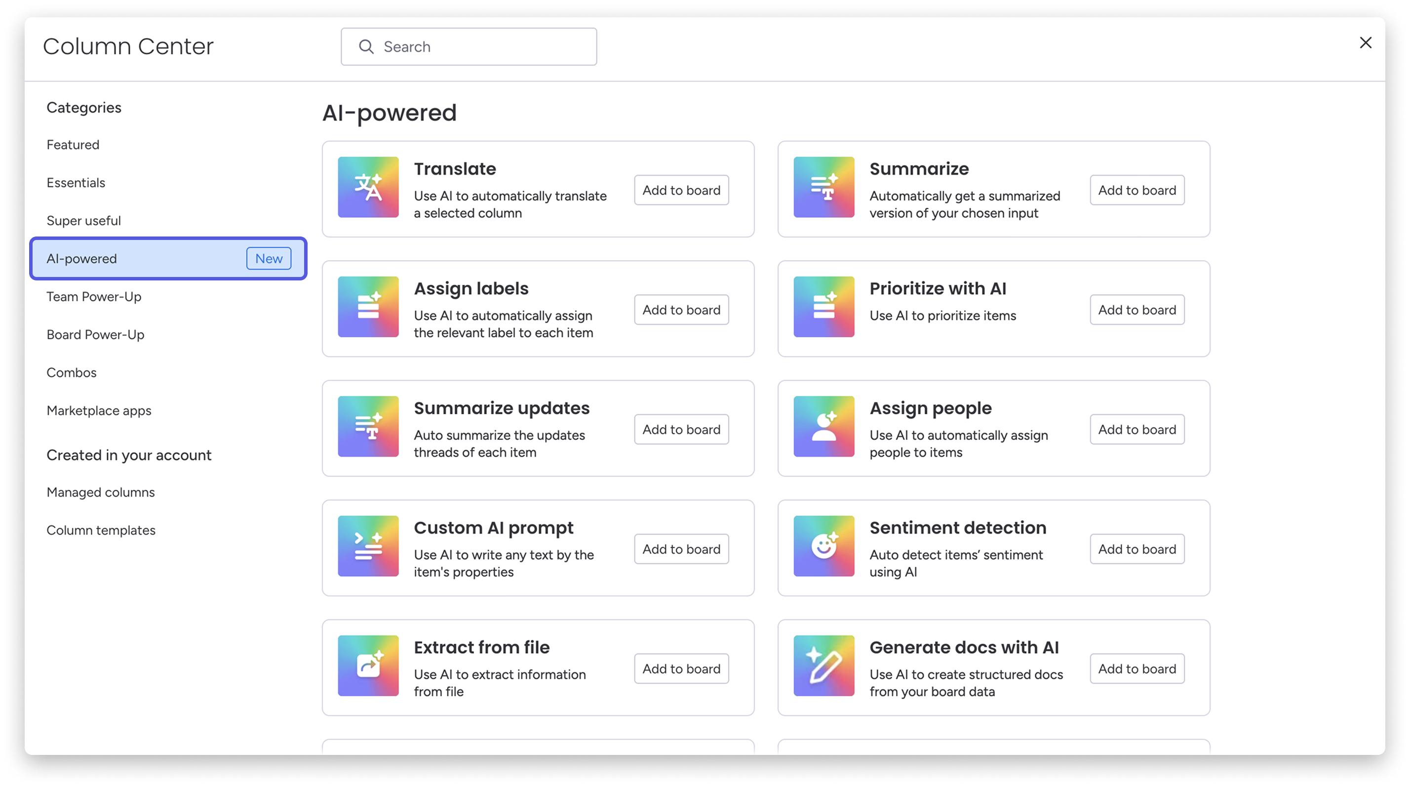 Available column types on monday.com – Support