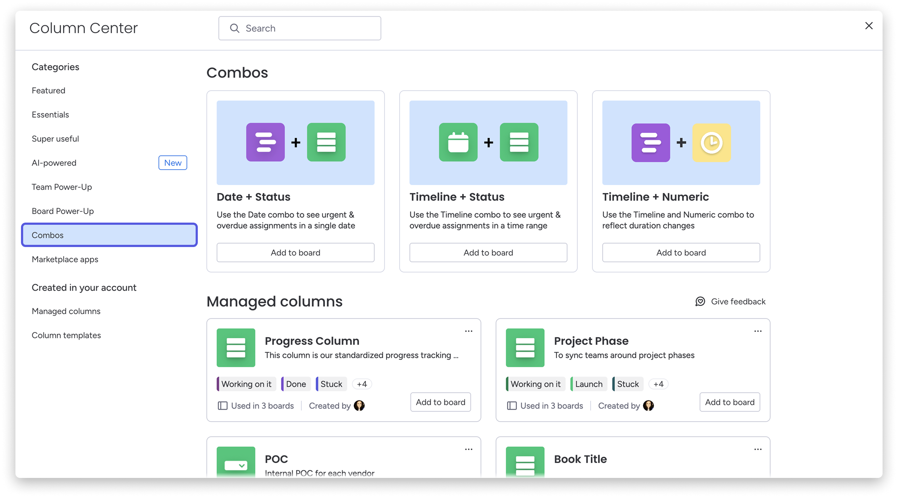 Available column types on monday.com – Support