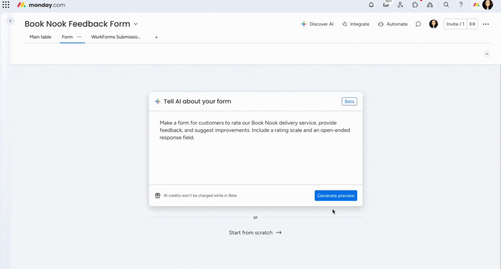 Crie um WorkForm com IA – Support