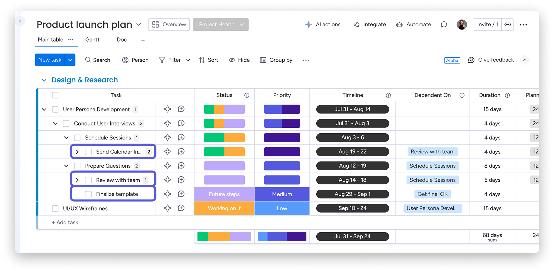 Multiple levels of subitems on monday.com – Support