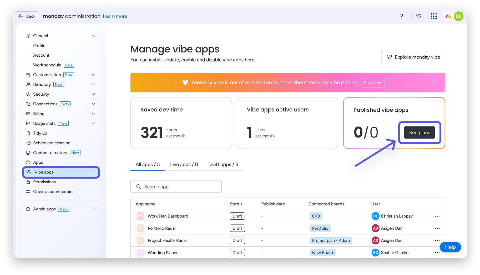 Create code-free custom apps with monday vibe – Support
