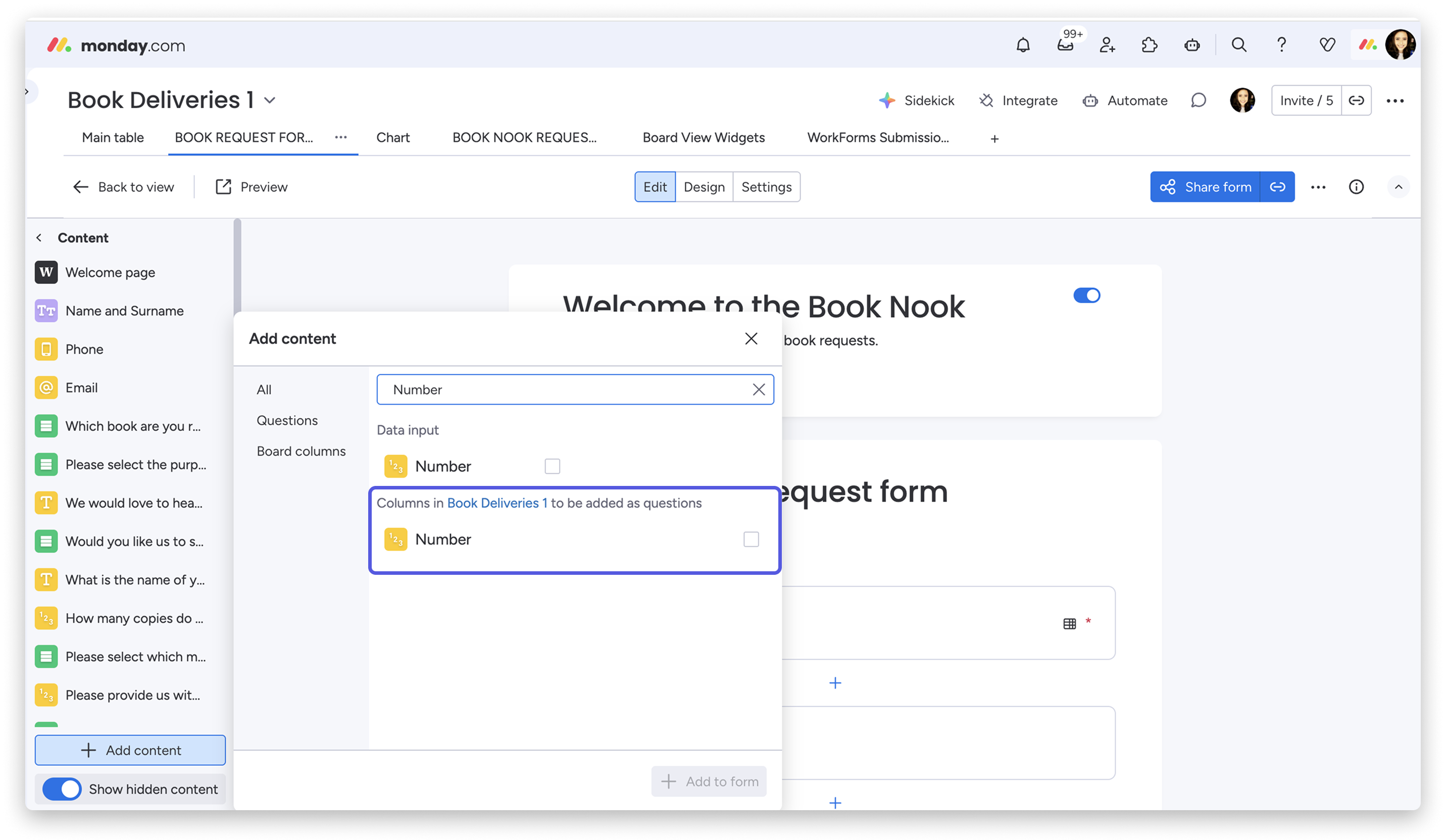 WorkForms question types – Support
