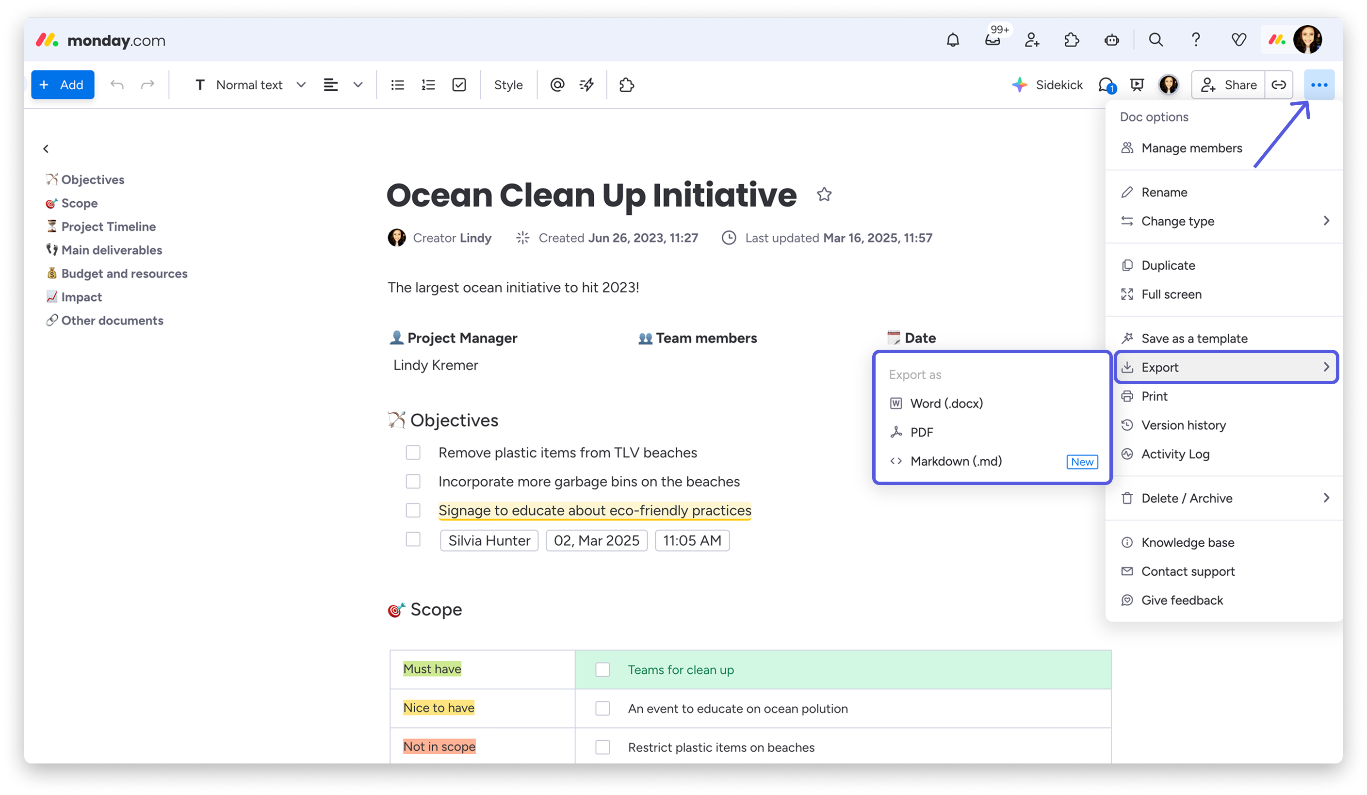 Share and export your workdocs – Support