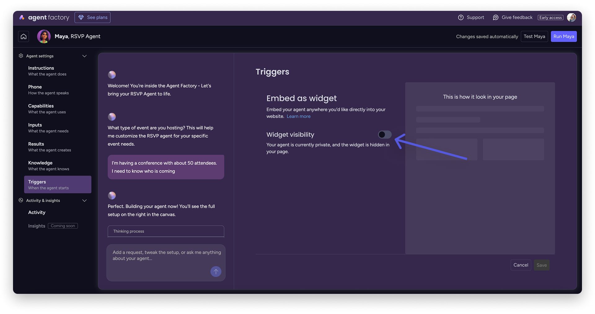 Agent factory automation triggers – Support