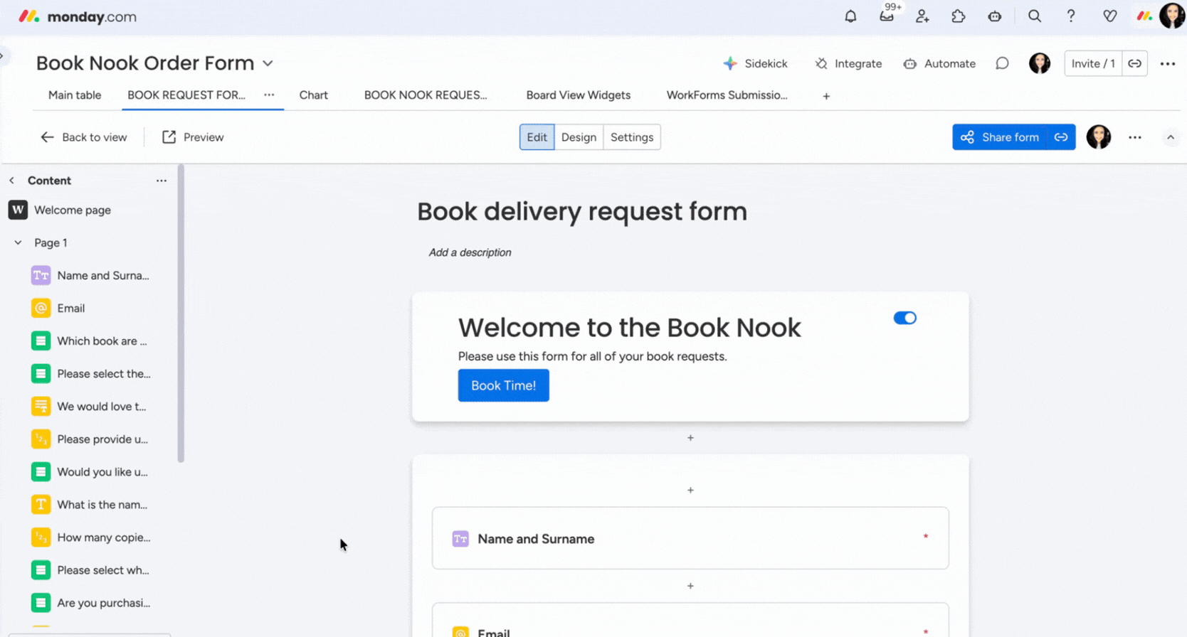 Build your WorkForm – Support