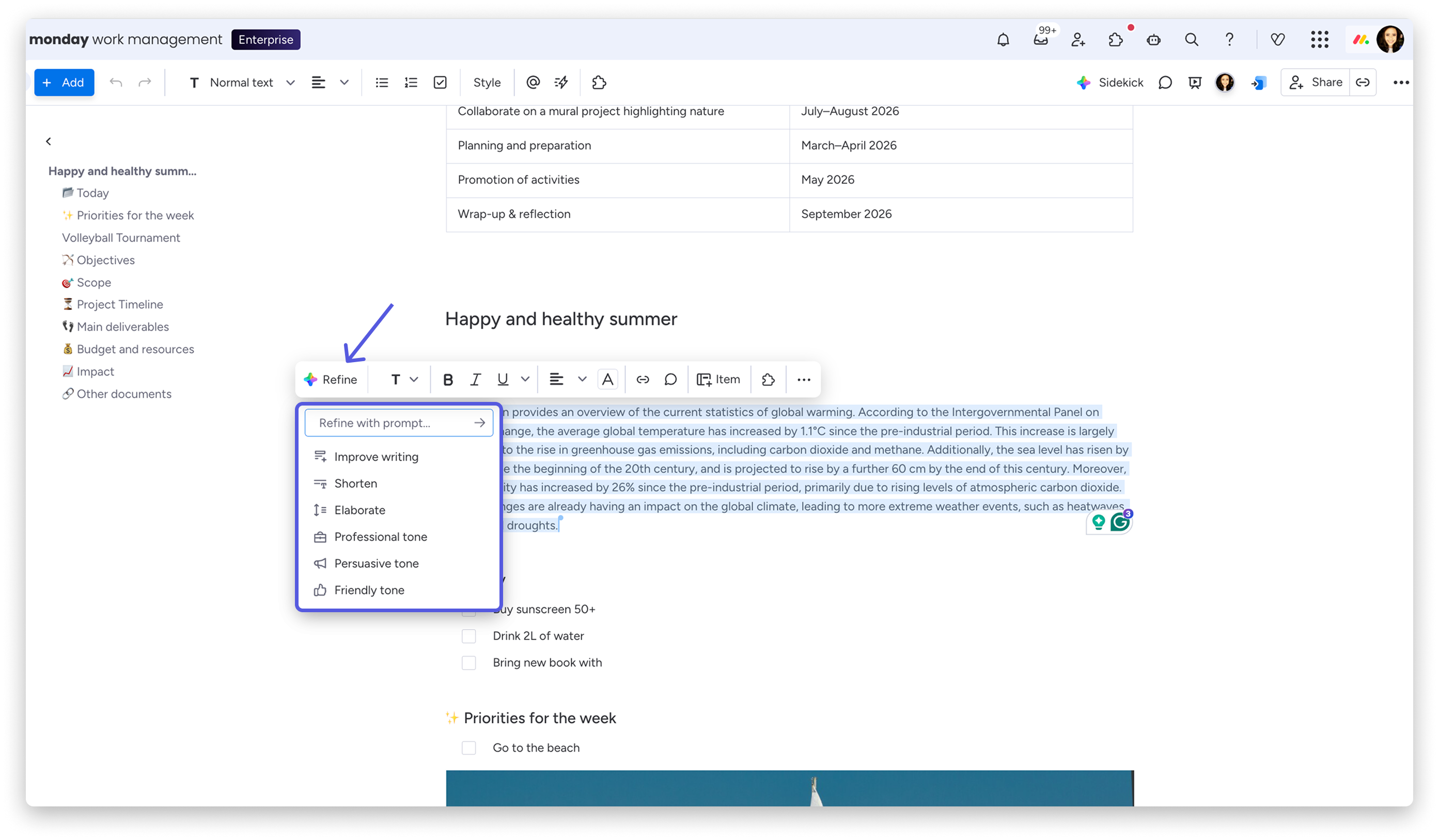 Using AI in workdocs – Support