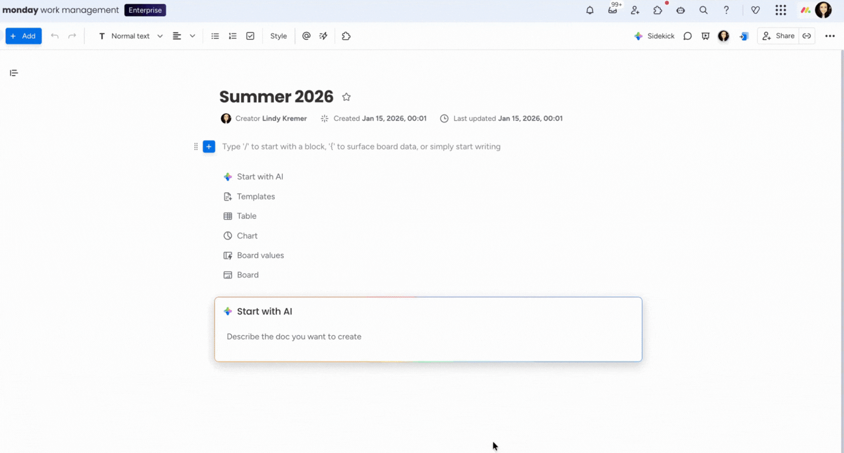 Using AI in workdocs – Support