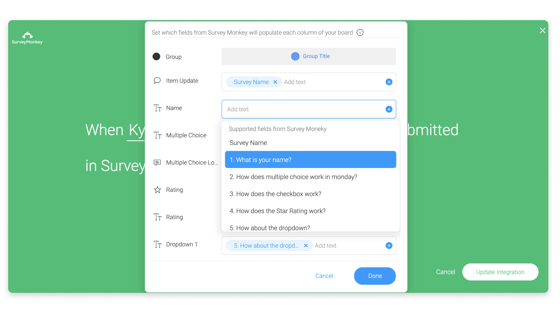 SurveyMonkey Integration – Support