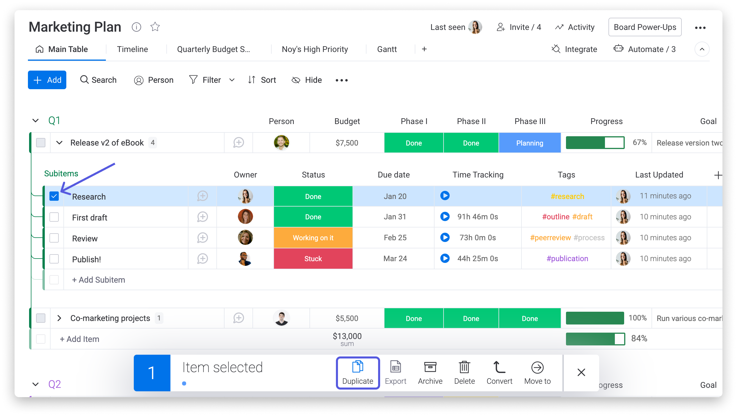All about subitems – Support
