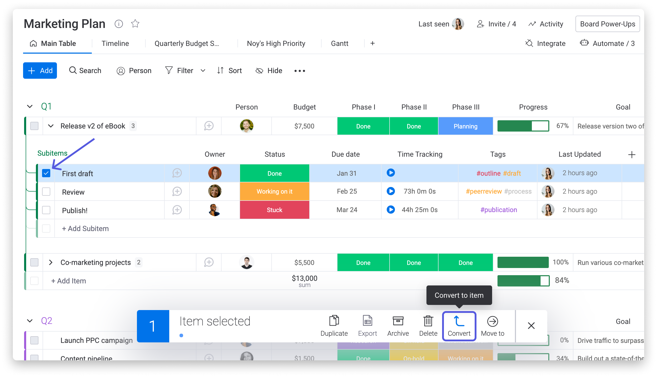 All about subitems – Support