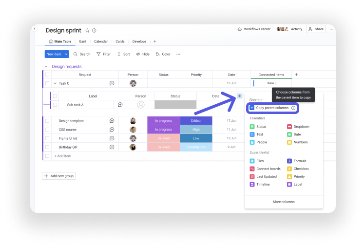 All about subitems – Support